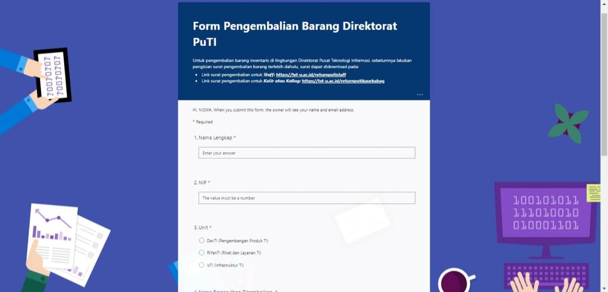 Return of Goods PuTI | Direktorat Pusat Teknologi Informasi