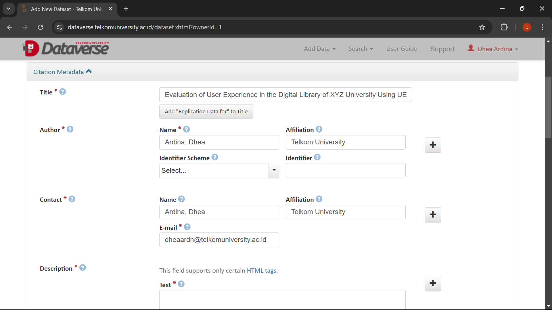 Panduan Menambahkan Dataset pada Dataverse Telkom University